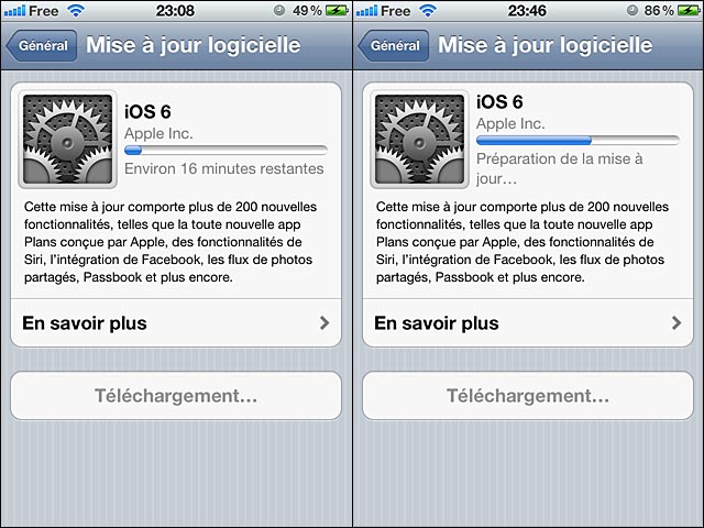 installation iOS6 OTA On The Air capture ecran depuis iPhone 4 | Blog-Note