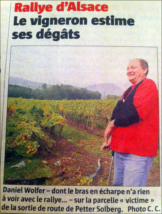 Daniel Wolfer viticulteur Rallye de France 2012 WRC vignes saccagees ...